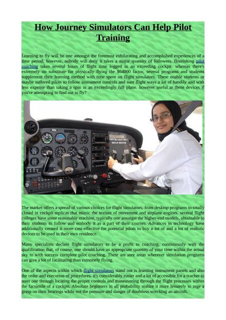 How Journey Simulators Can Help Pilot Training