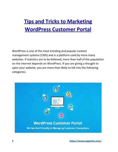 Tips and Tricks to Marketing WordPress Customer Portal