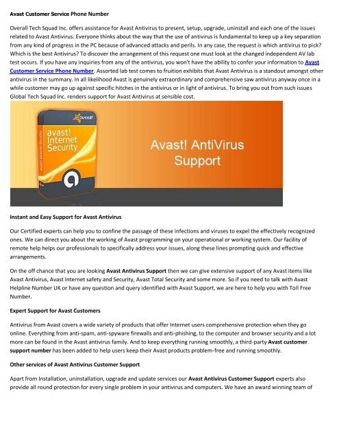 Avast Customer Service Phone Number