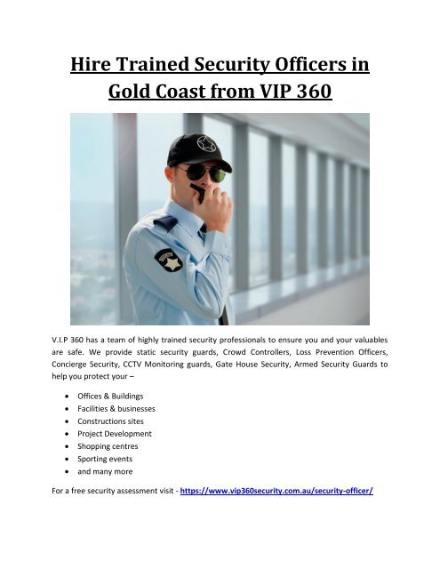 Hire Trained Security Officers in Gold Coast from VIP 360