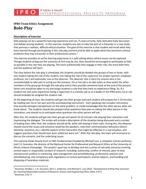 Role-Play - Center for the Study of Ethics in the Professions