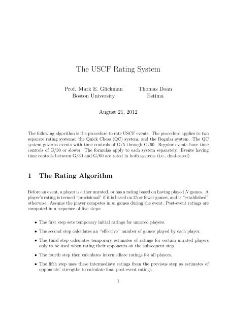 The USCF Rating System - Mark Glickman