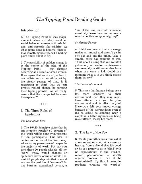 The Tipping Point Reading Guide