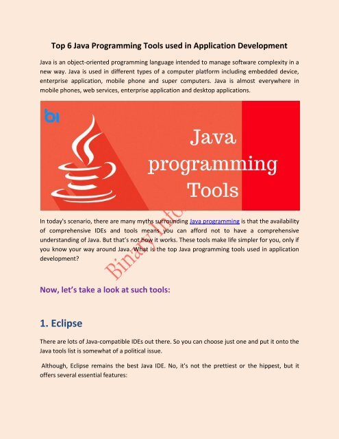Top Java Programming Tools Used In Application Development