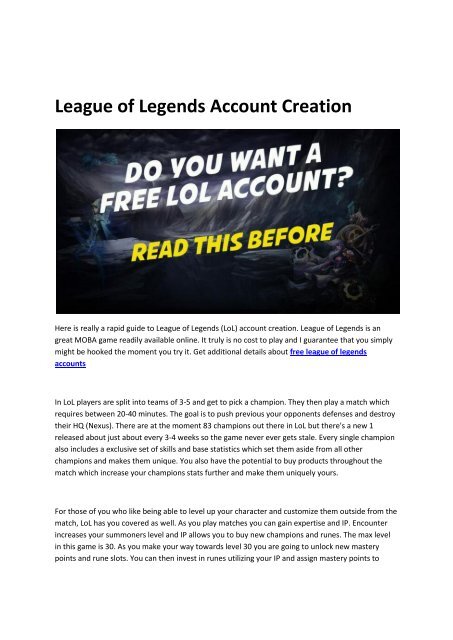 6 free league of legends accounts
