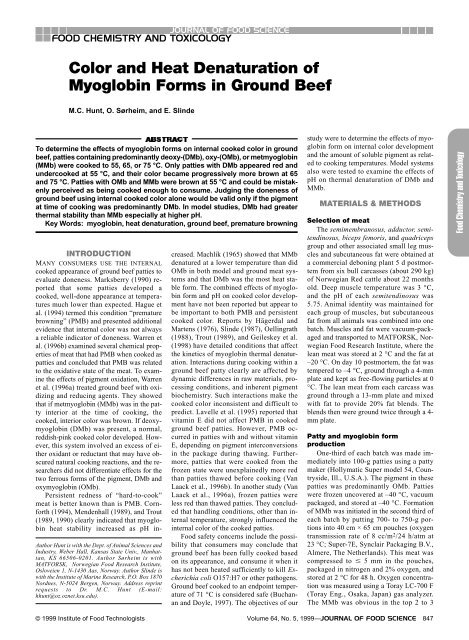 Color and Heat Denaturation of Myoglobin Forms in Ground Beef