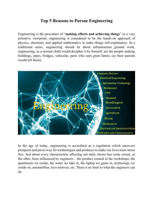 Top Reasons to pursue engineering