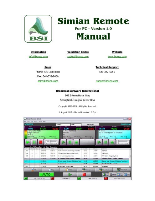 to download the Simian Remote for - Broadcast Software International