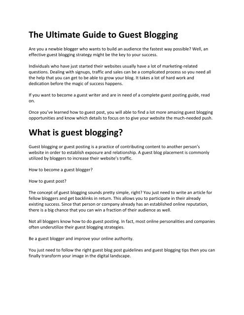 The Ultimate Guide to Guest Blogging