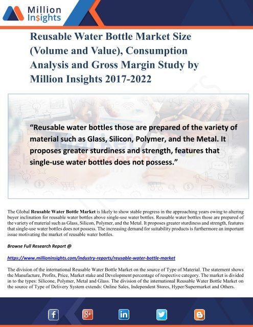 Reusable Water Bottle Market Size (Volume and Value), Consumption ...
