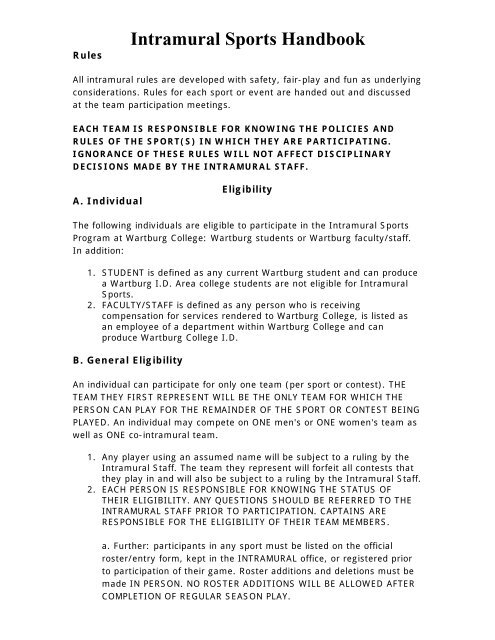 Intramural Sports Handbook - The W