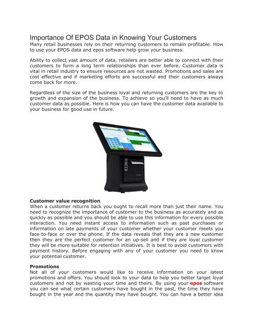 Importance Of EPOS Data in Knowing Your Customers