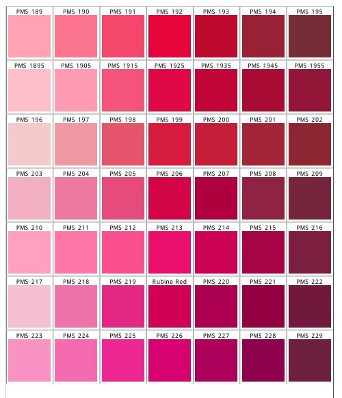 PMS 189 PMS 1895 PMS 196