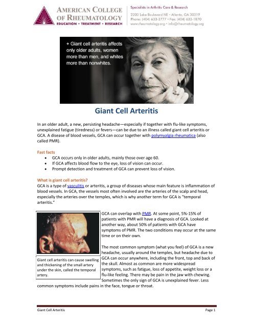 Giant Cell Arteritis - American College of Rheumatology