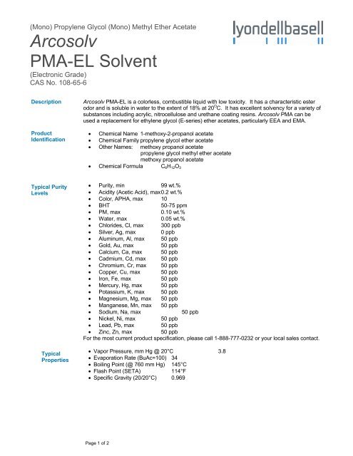 Arcosolv PMA-EL Solvent - LyondellBasell