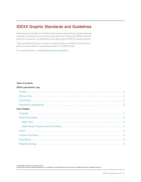 IDEXX Graphic Standards and Guidelines - IDEXX Laboratories