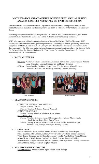 mathematics and computer science dept. annual spring awards ...