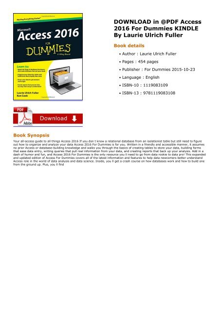 access 2016 vba programming for dummies pdf
