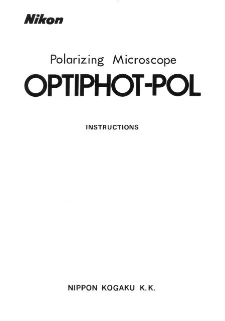 Polarizing Microscope OPTIPHOT -POL - Earth-2-Geologists