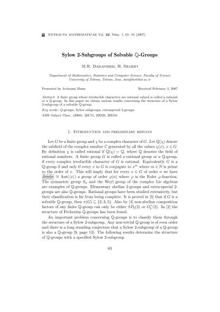 Sylow 2 Subgroups Of Solvable Q Groups