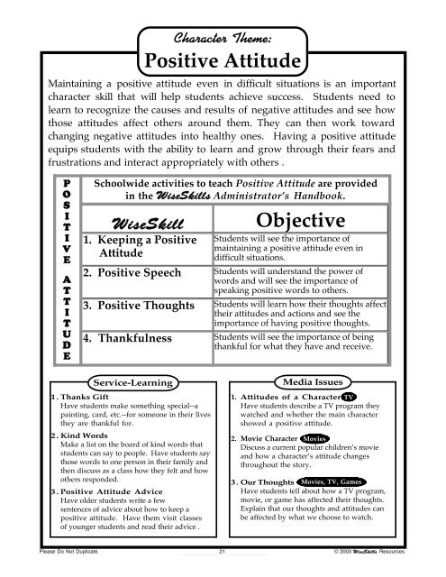 Character Theme: Positive Attitude - WiseSkills