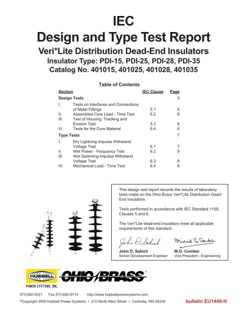 IEC Design and Type Test Report - Hubbell Power Systems