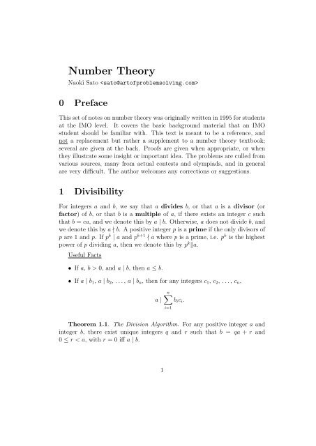 Number Theory - Art of Problem Solving