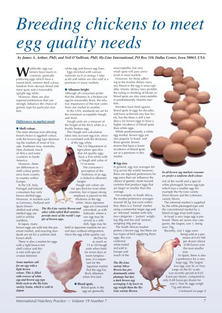 Breeding chickens to meet egg quality needs