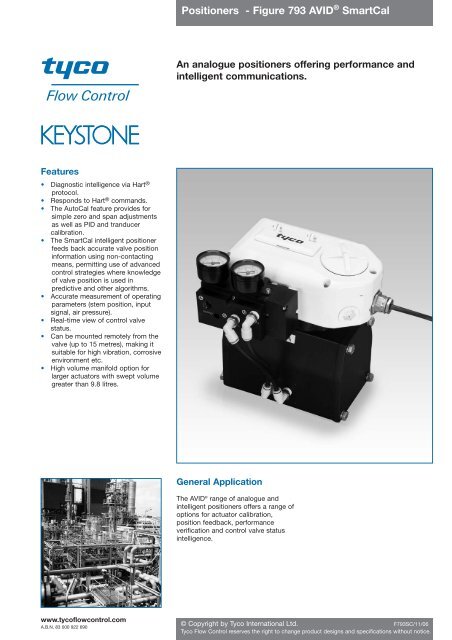 F793 SmartCal Positioner - Tyco Valves & Controls Home