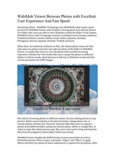 WidsMob Viewer Browses Photos with Excellent User Experience and Fast Speed