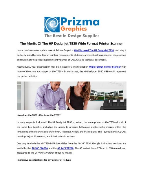 The Merits Of The HP Designjet T830 Wide Format Printer Scanner
