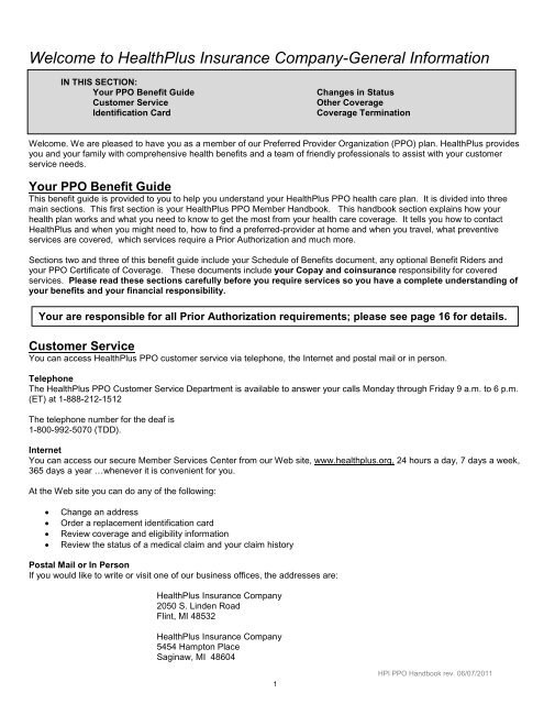 Welcome to HealthPlus Insurance Company-General Information