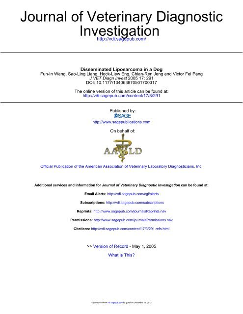 Disseminated liposarcoma in a dog