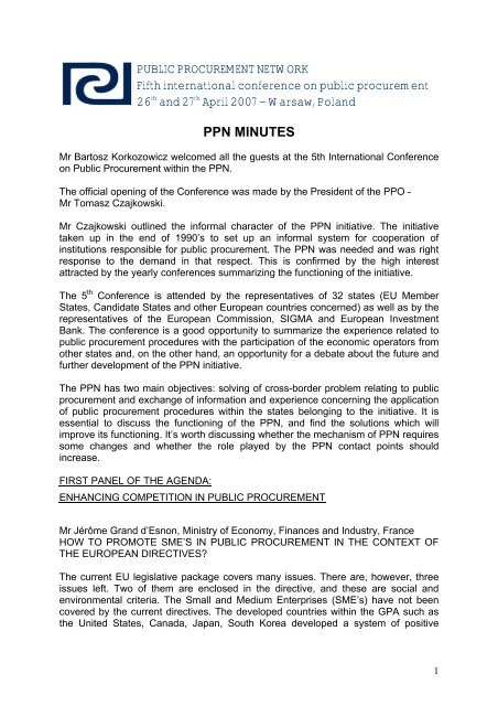 ppn minutes - Public Procurement Network