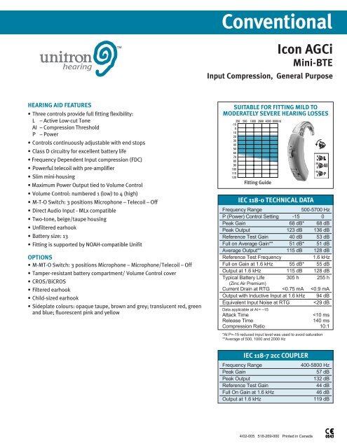 Conventional Icon AGCi Mini-BTE - Unitron Hearing