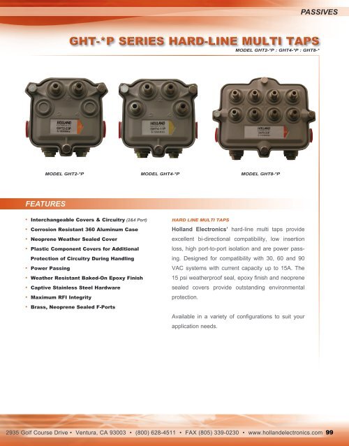 GHT-*P SERIES HARD-LINE MULTI TAPS - Holland Electronics
