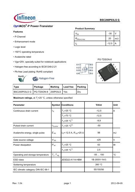 OptiMOS® -P Power-Transistor - Infineon