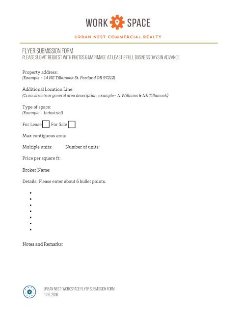 WSPACE FLYER SUBMISSION FORM