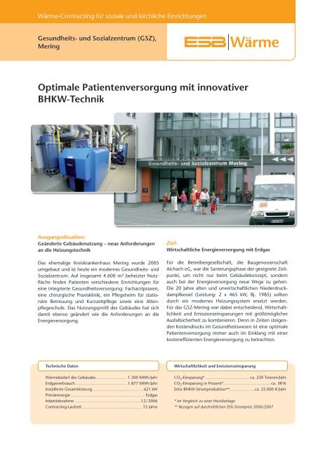 Optimale Patientenversorgung mit innovativer BHKW-Technik - ESB