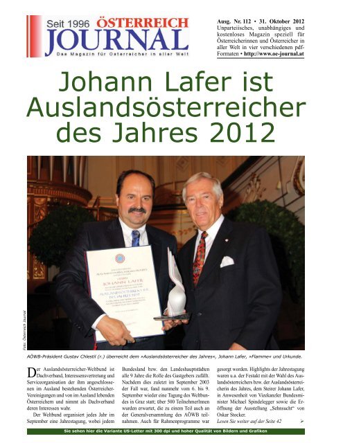 Johann Lafer ist Auslandsösterreicher des Jahres 2012