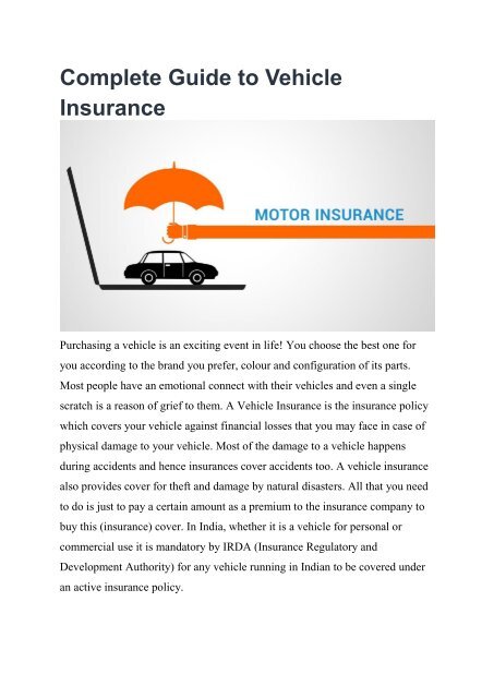 Complete Guide to Vehicle Insurance