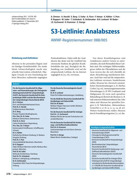 S3-Leitlinie: Analabszess - AWMF