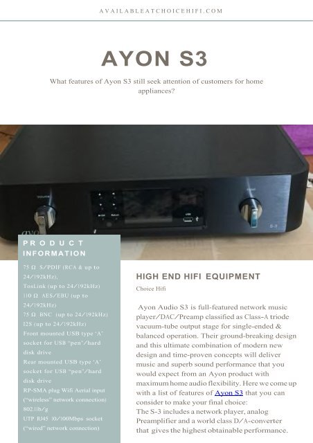 What features of Ayon S3 still seek attention of customers for home ...