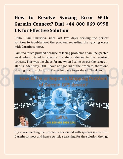 Garmin Express Syncing error