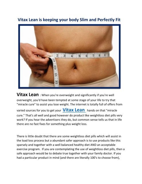 Vitax Lean is keeping your body Slim and Perfectly Fit