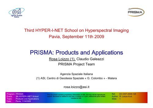 PRISMA: Products and Applications - Hyper-I-Net
