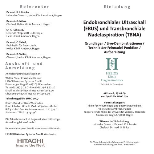 (EBUS) und Transbronchiale Nadelaspiration - Hitachi Medical ...