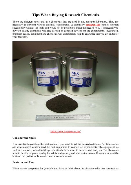 Tips When Buying Research Chemicals