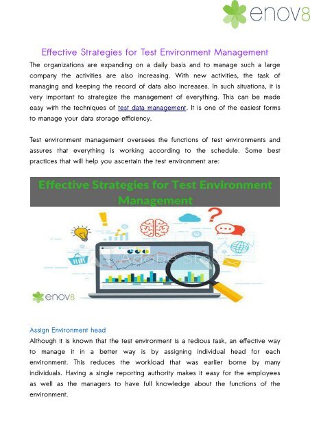 Effective Strategies for Test Environment Management