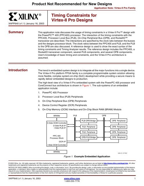 XAPP640 "Timing Constraints for Virtex-II Pro Designs" v1.1 ... - Xilinx